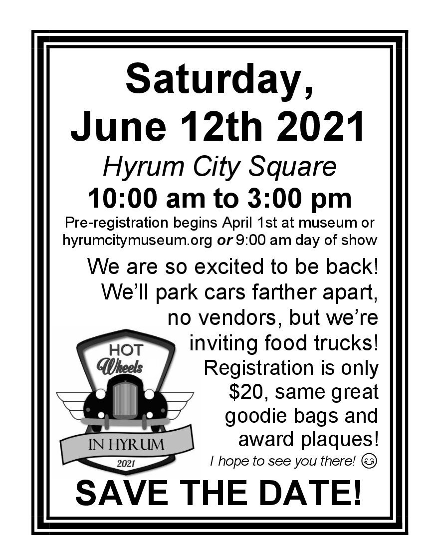 Hot Wheels and Hot Dogs Save the Date | Hyrum Utah