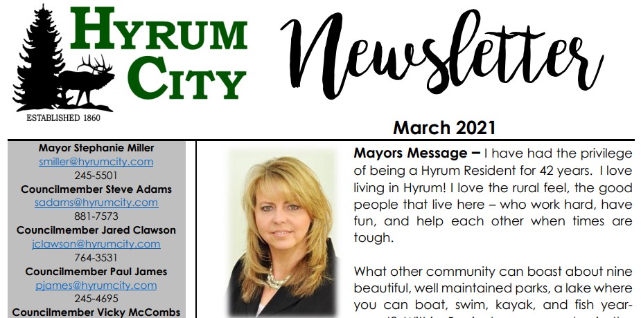 March 2021 Newsletter | Hyrum Utah