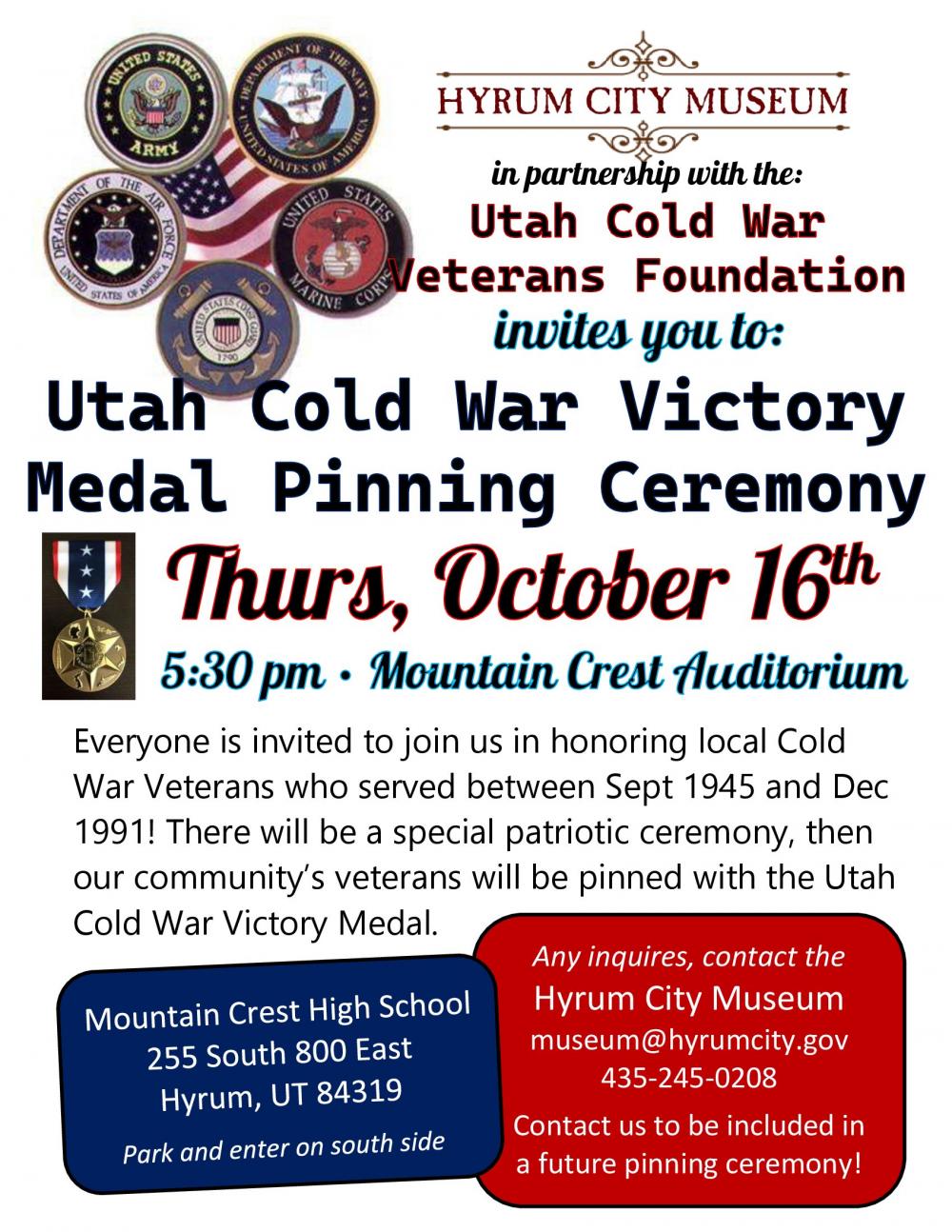 Utah Cold War Victory Medal Pinning Ceremony | Hyrum Utah